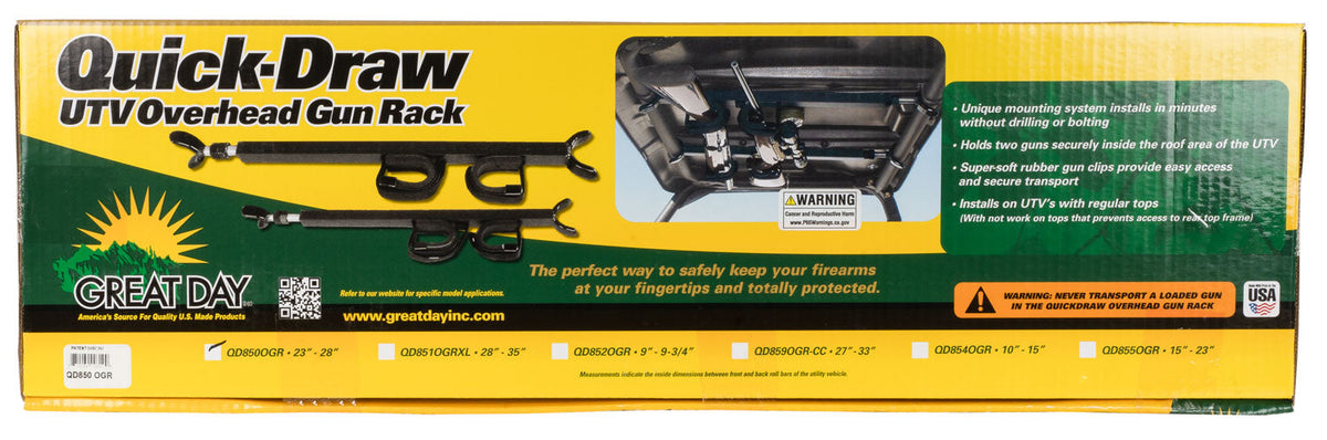 Great Day QD850OGR Quick Draw Overhead Gun Rack for UTV with 23"-28 ...